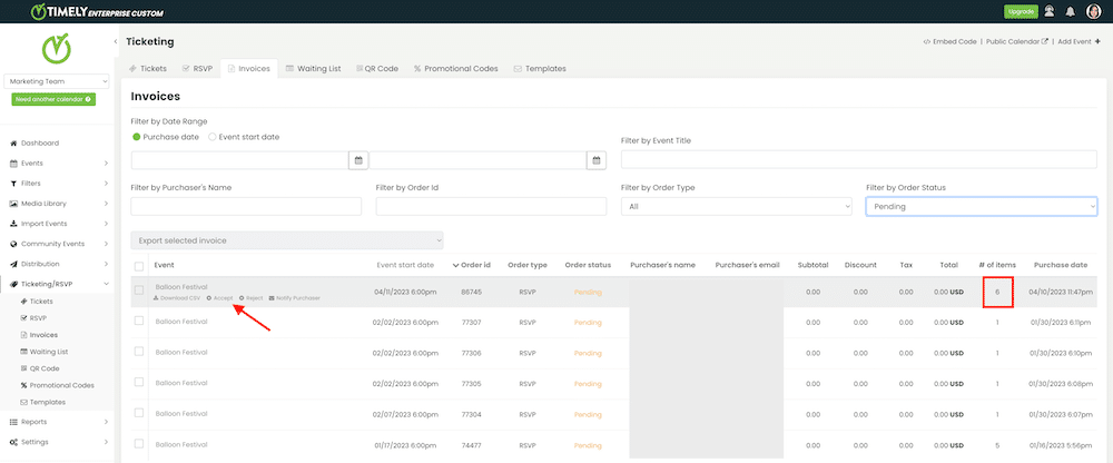 How To Accept or Reject RSVP & Time Slot Booking Requests