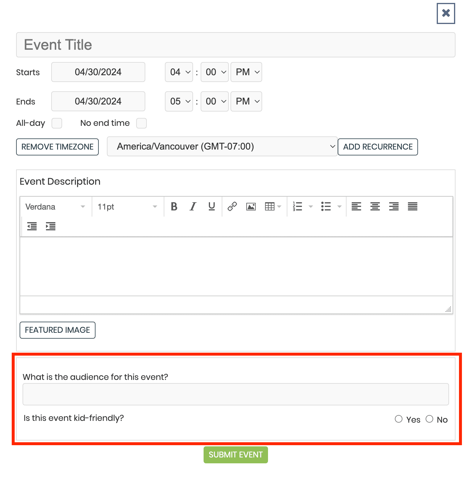How to Create a Custom Event Submission Intake Questionnaire